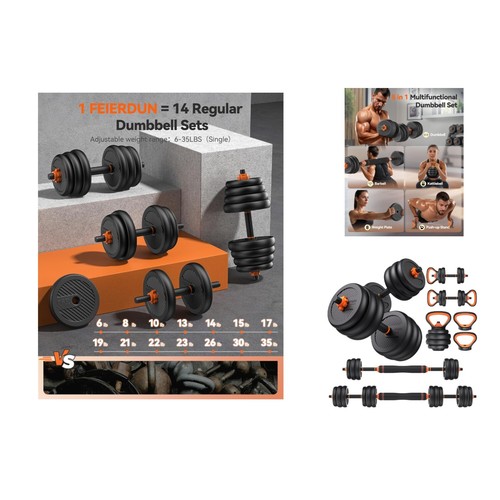 Durable Multi-Functional Adjustable Dumbbell Set, Perfect for Home ...