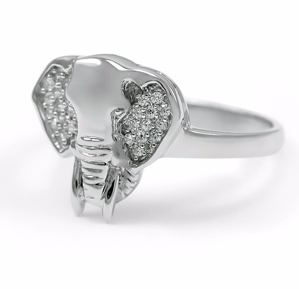 Sterling Silver Elephant Ring with CZs / Elephant Gifts / Elephant ...