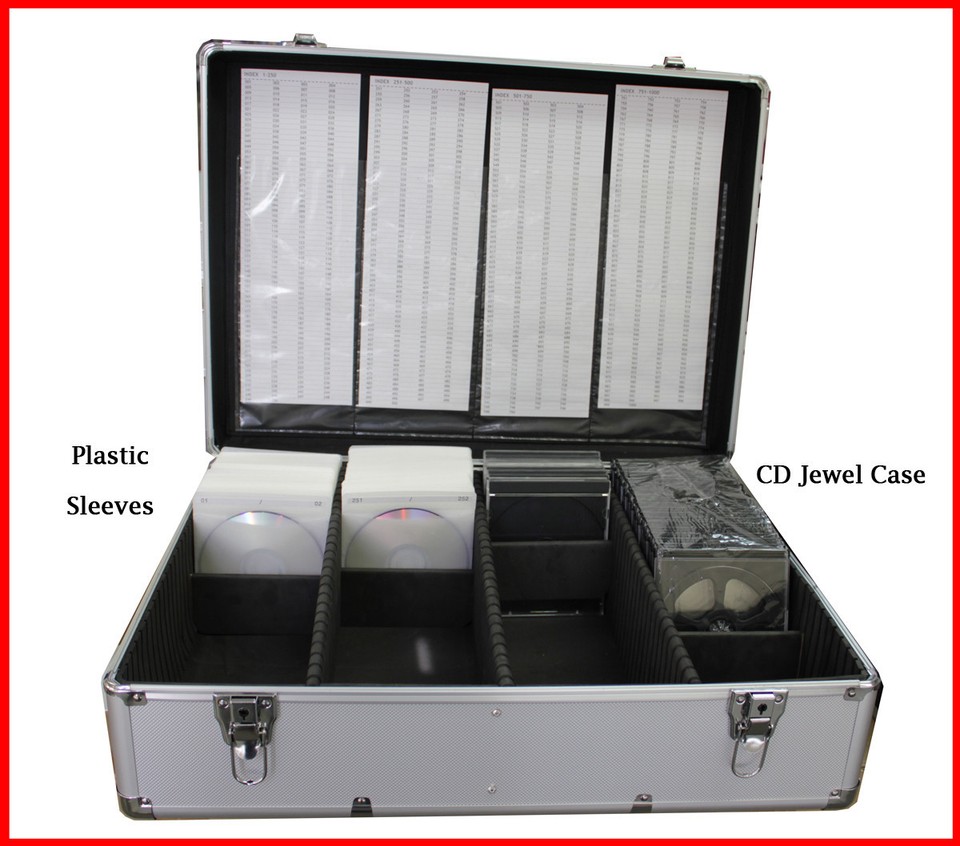 1000 CD DVD Silver Hard Media Storage Case Mess-Free Holder Box with ...