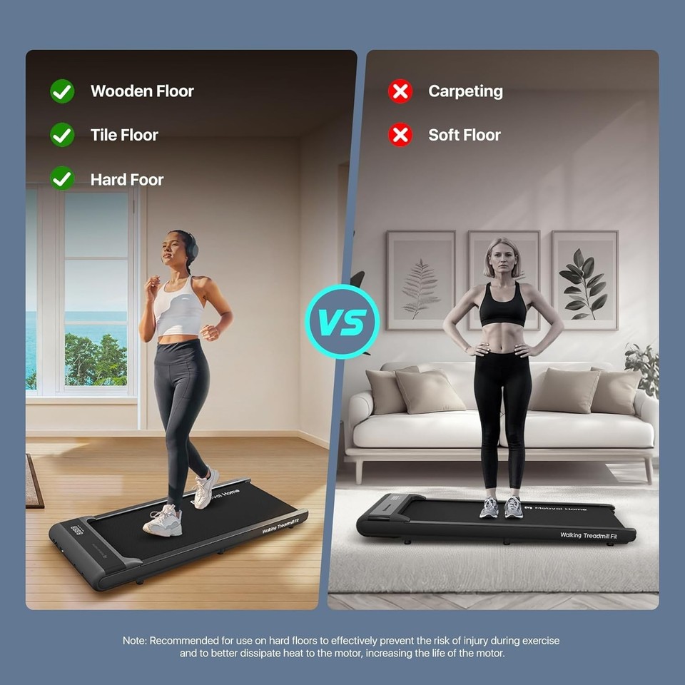 Powerful Quiet Motor Home Office Treadmill - AI Coaching & Easy Storage ...