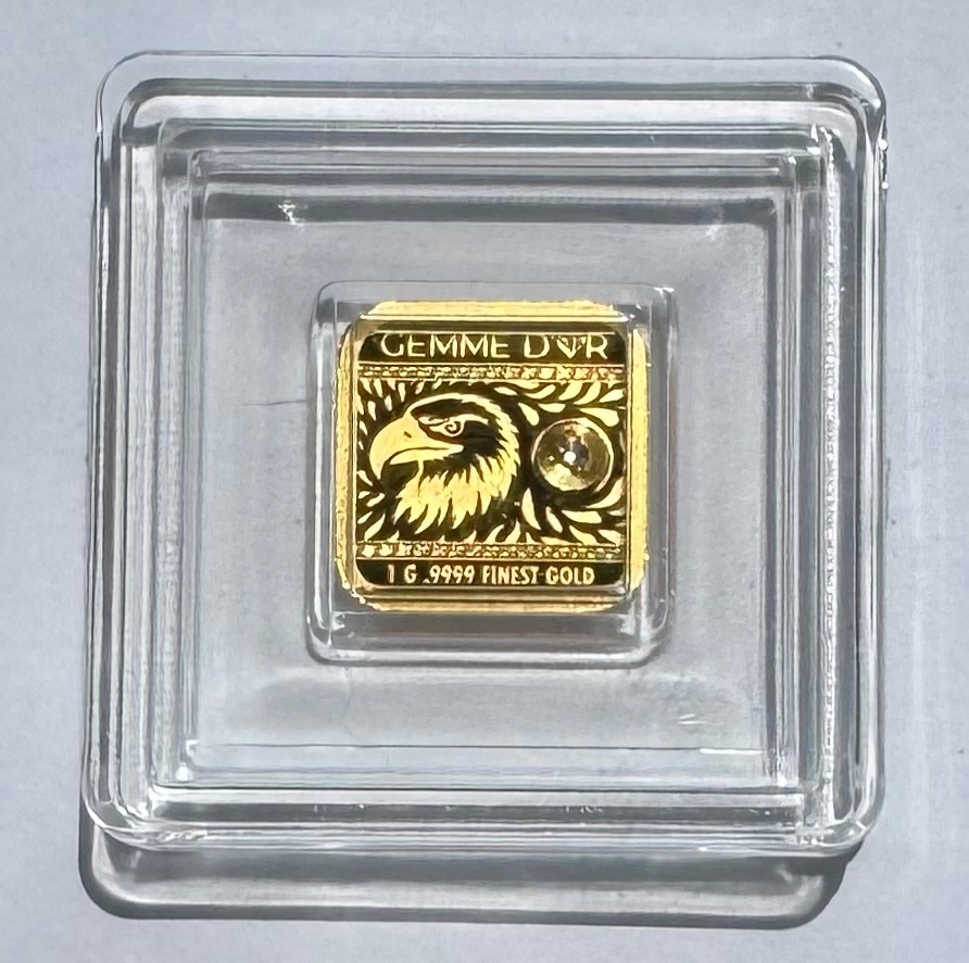 2024 Mali 9999 Pure Gold Coin Eagle Diamond Insert 1 g Proof Bar ...