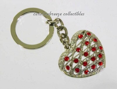 Lattice Heart Keychain Silver Tone Made With Red & Clear Swarovski ...