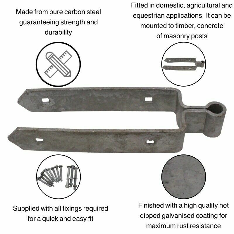 Field Gate Hinges Adjustable Set 5-Bar Heavy Duty Bottom Strap Driveway ...