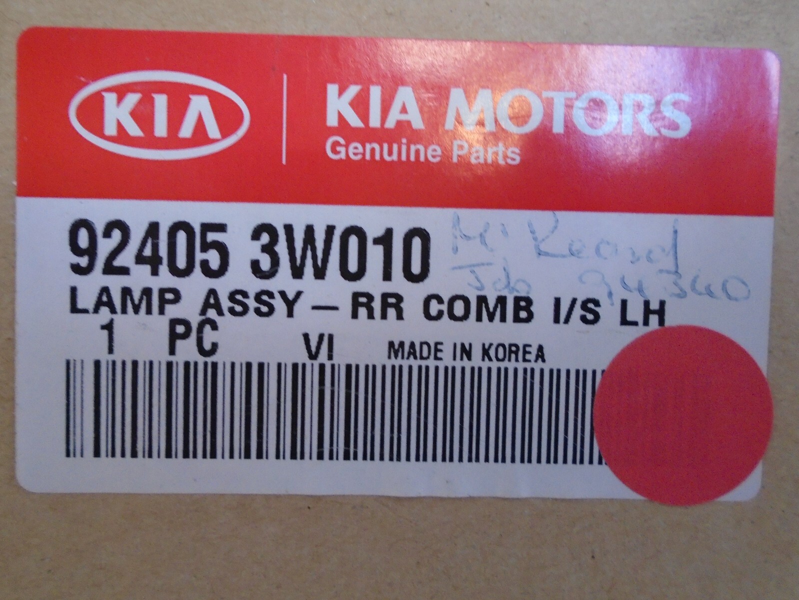 924053W010 Rear Lamp LH Kia Sportage Concept 4x2 2010 3066044 for sale ...