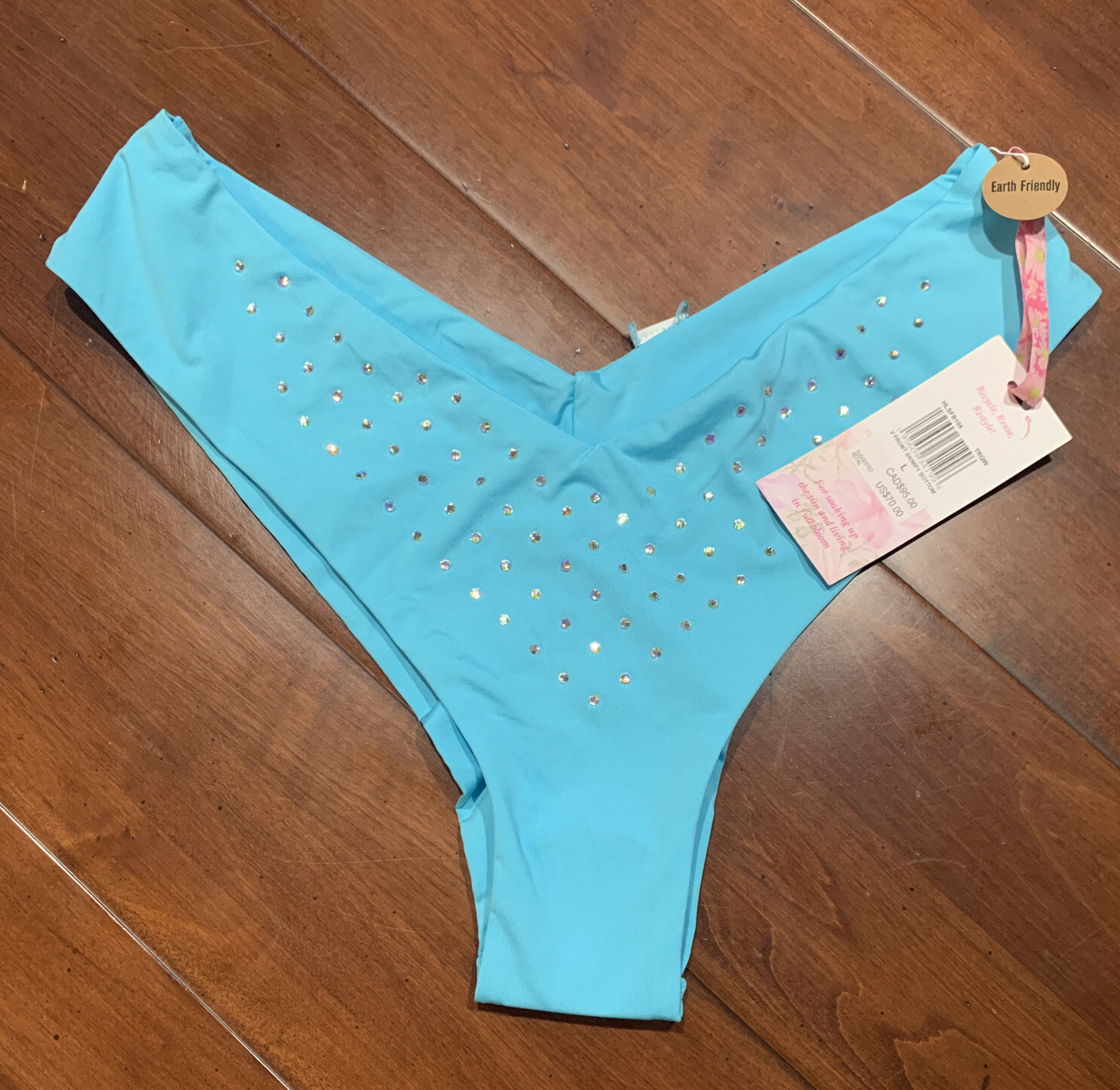 New LoveShackFancy Size L Hurley Rhinestone Skimpy Swim Bikini Bottom ...