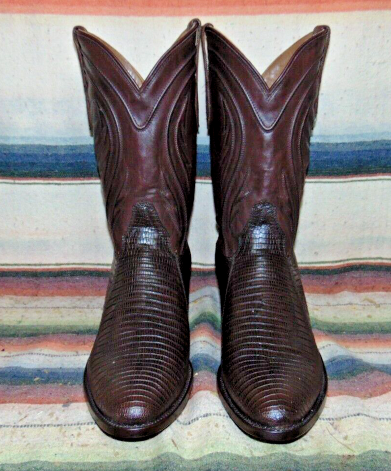 Mens Rujo The Marcus Brown Teju Lizard / Leather Cowboy Boots 12 D New ...