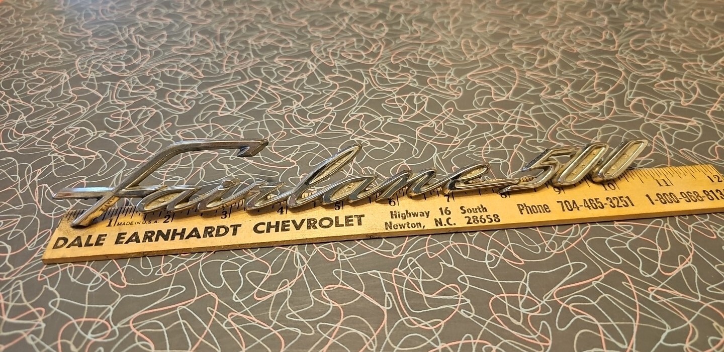 Vintage Ford Fairlane 500 Script Car Emblem Chrome Metal 1960’s ...