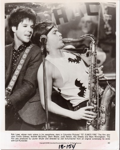 St. Elmo's Fire Rob Lowe Saxophone Andrew McCarthy Movie Film Press ...