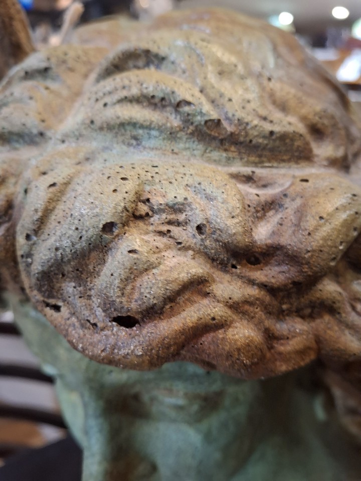 Vintage Large Patinated Garden Bust Statue of a Lady with Bronze Finish ...