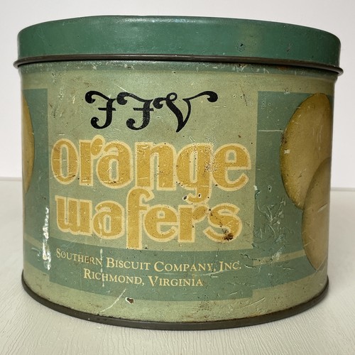 VINTAGE FFV Orange Wafers Cookie Tin Southern Biscuit CO Richmond VA 14 ...