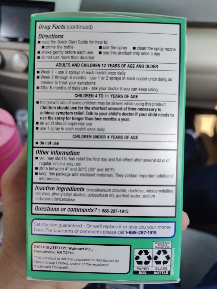 Equate Fluticasone Allergy Relief Nasal Spray (comp Flonase) 50mcg 4x ...