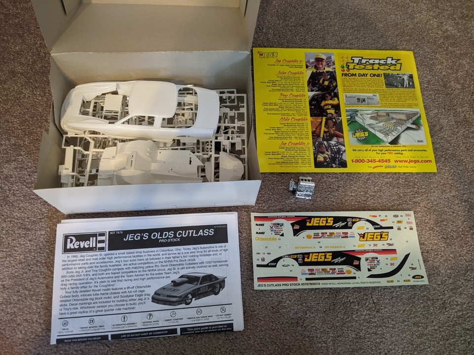 Revell 1/25 Olds Cutlass Jegs Coughlin Pro Stock Model Kit 85-7678 ...