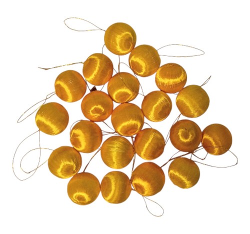 Lot of 21 Vintage GOLD Satin Spun Silk Thread Christmas Ball Ornaments ...