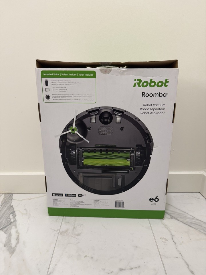iRobot Roomba E6 Robotic Vacuum Cleaner (E6198) + Charging Dock + 2 New ...