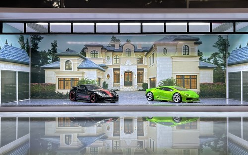 Estate Mansion Motor Court Garage Theme 1:64 Model Garage Diorama LED ...