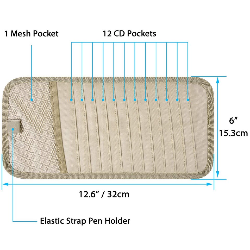 Car Sun Visor CD Case Holder Vehicle Organizer with 12 DVD Storage ...