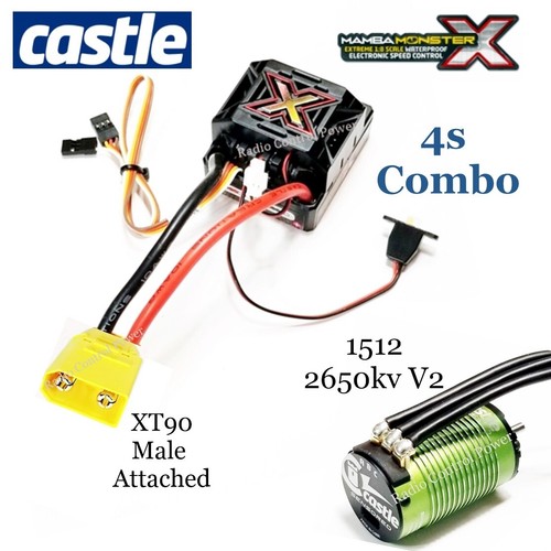 RCP-RTR Castle Mamba Monster X 6s ESC (1) XT90 Male & 1512 2650kv V2 4s ...