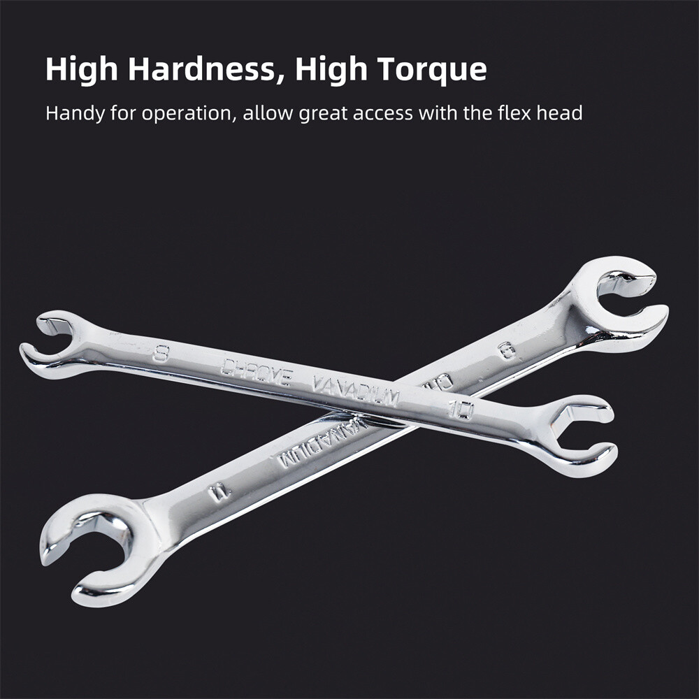 2PCS Flare Nut Wrench Open-Ended Brake Pipe Spanner Tool Set 9mm, 8mm ...
