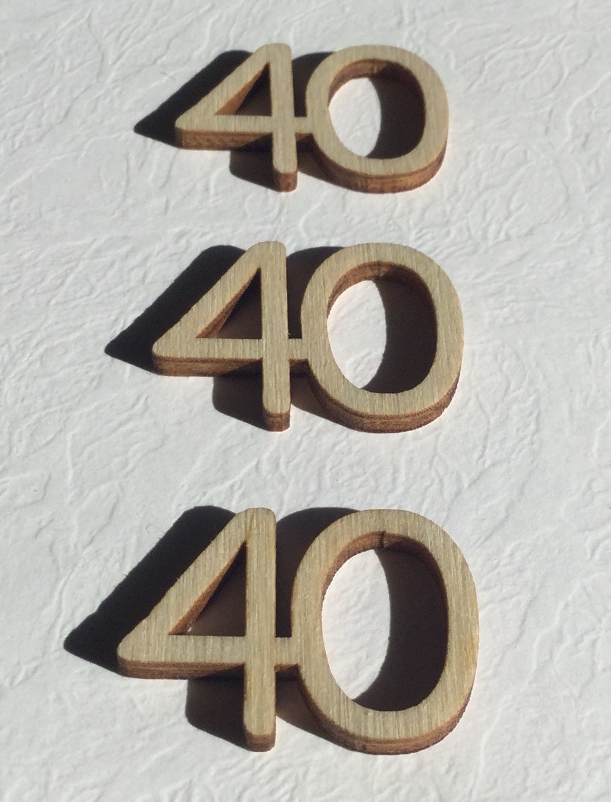 3x Zahl 40 Holzzahlen Ziffer Kartengestaltung Basteln Scrapbooking ...