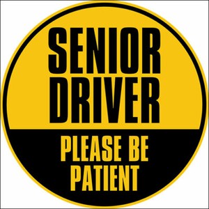 4x4 inch ROUND Black & Yellow Senior Driver Please Be Patient Sticker ...
