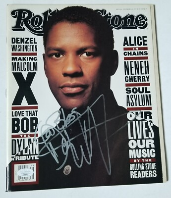 Denzel Washington REAL hand SIGNED 1992 Rolling Stone Magazine Full ...