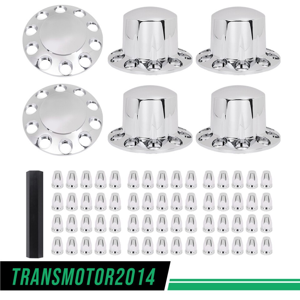 Hub Cover Semi Truck Wheel Kit Axle Cover 33mm Lug Front & Rear ...