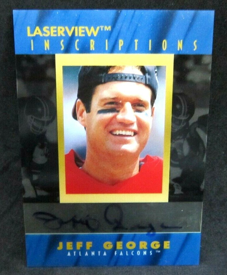 Jeff George 1996 Pinnacle Laserview Acetate#2379/2900 Autograph!Falcons ...