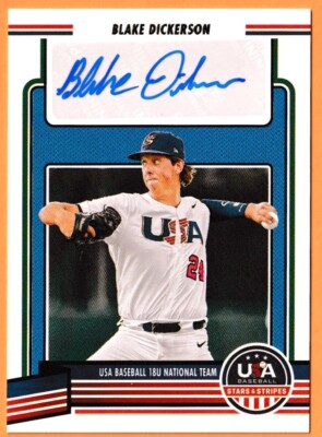 2023 Panini USA Stars Stripes Baseball 18U Autograph Blake Dickerson ...