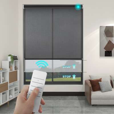 Waterproof Light Filtering WIFI Electric Motorized Window Roller Shade ...