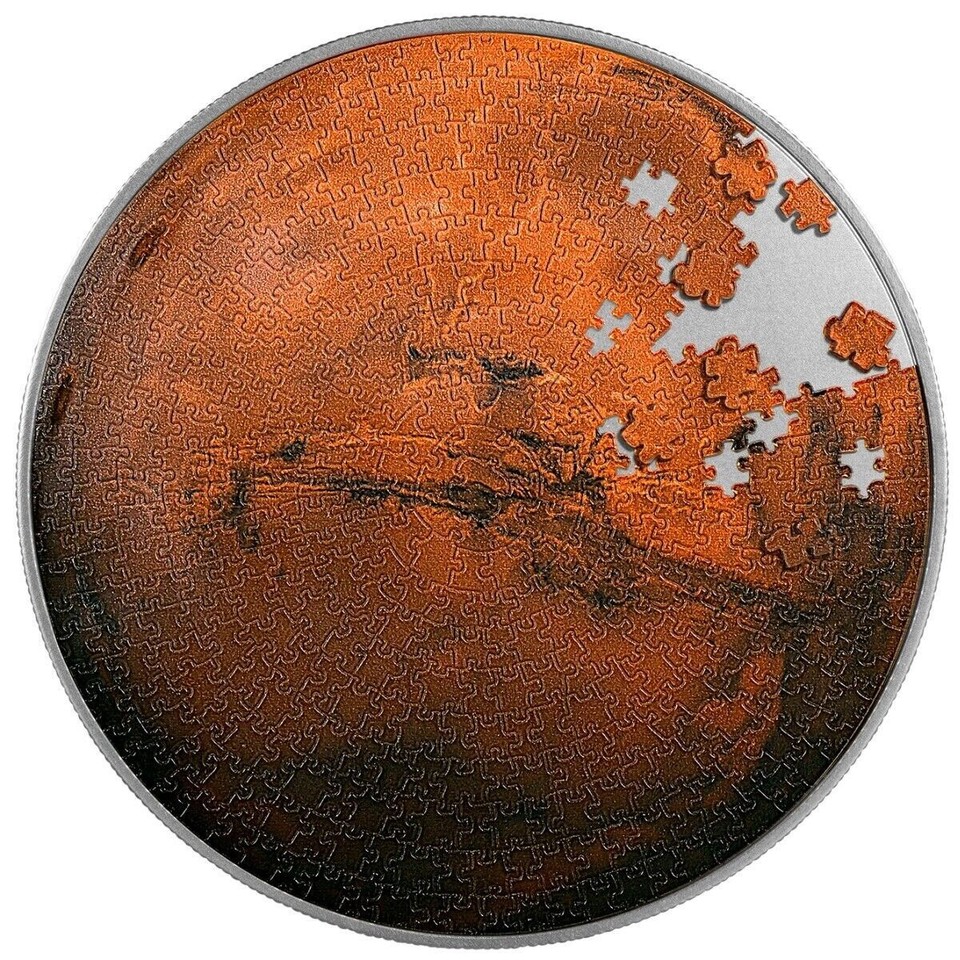 (Set of 3) 1x Earth, Moon, Mars Puzzle 1 oz Silver & 4.5 oz Copper Coin ...