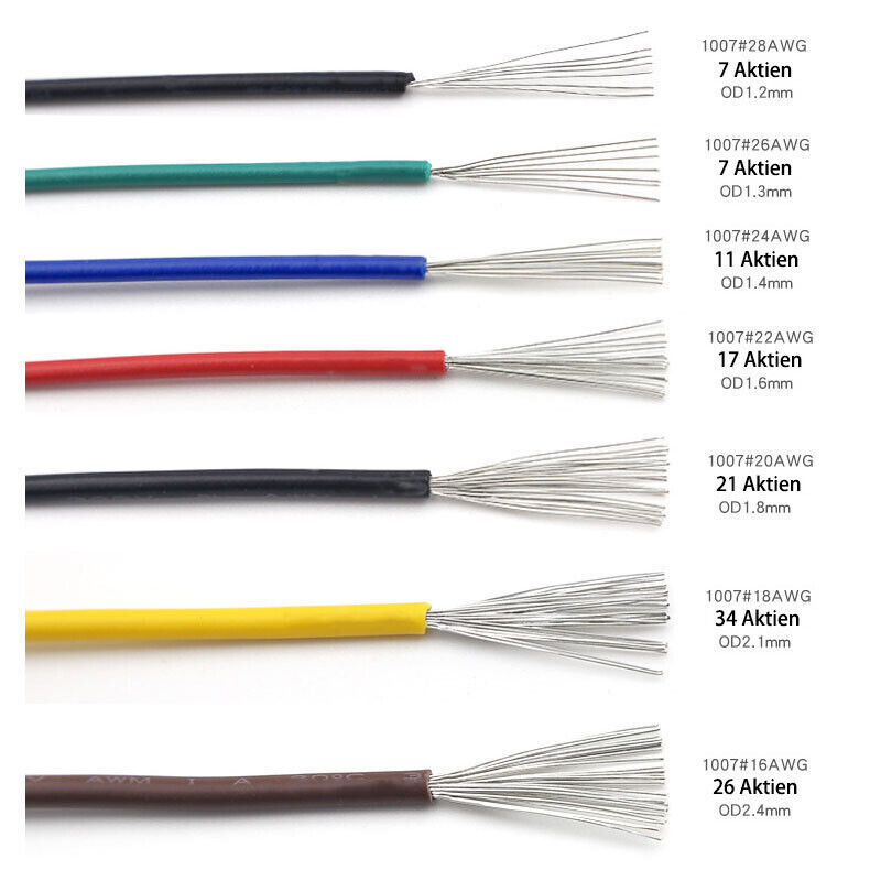 16awg - 30awg Gauge Flexible Electronic Wire UL1007 Stranded Cable 11 ...