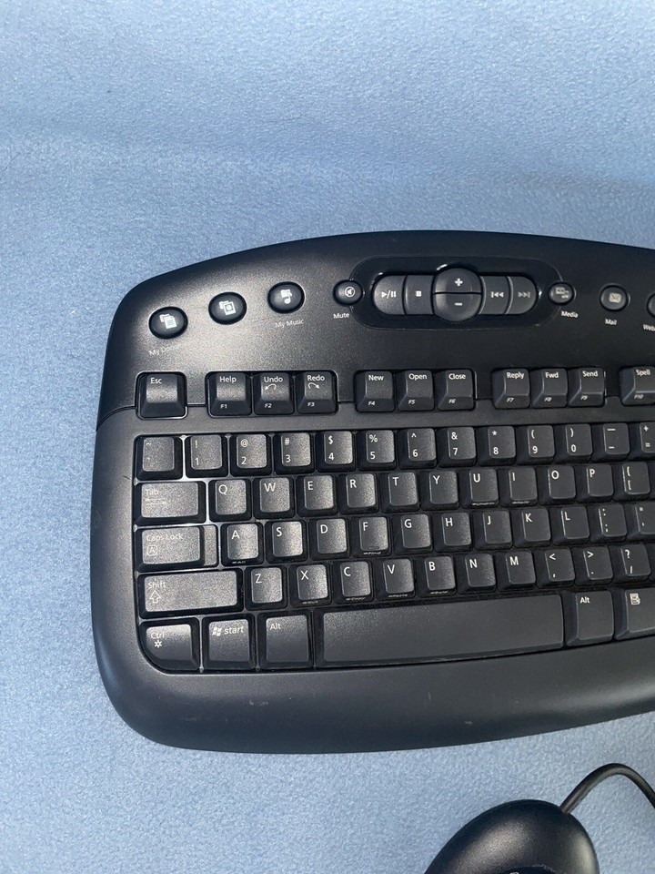 Microsoft Wireless Multimedia Keyboard 1.1 Model 1014 w Receiver Dongle ...