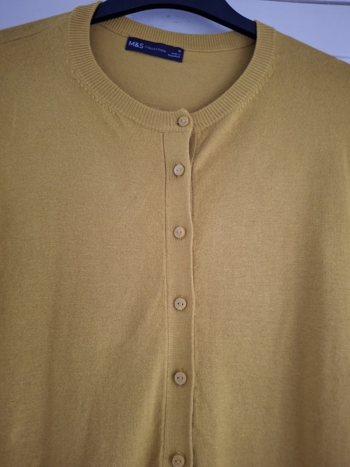 Ladies M&S Mustard Yellow Button up L'Sleeved Cardigan Size UK 16 | eBay