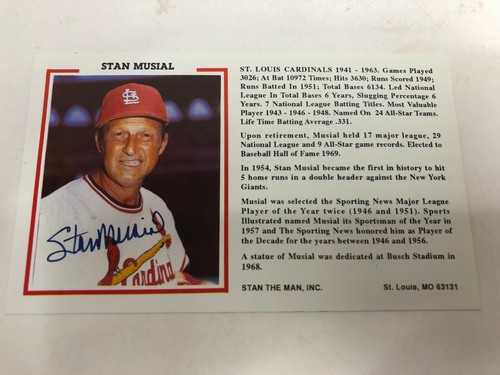 Stan Musial St. Louis Cardinals Autographed Stan "The Man" Musial ...