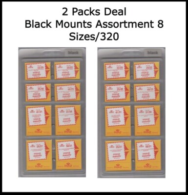 Prinz/Scott Stamp Mounts Assortment Pre-cut 8 Sizes 320 Mounts BLACK 2 ...