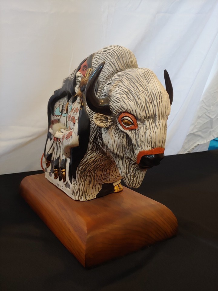 Cherokee artisan Kathryn Yauney "White Buffalo" sculpture '91 13/45 | eBay