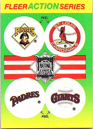 1990 Fleer Baseball Team Logo Sticker Card Pirates Cardinals Padres ...