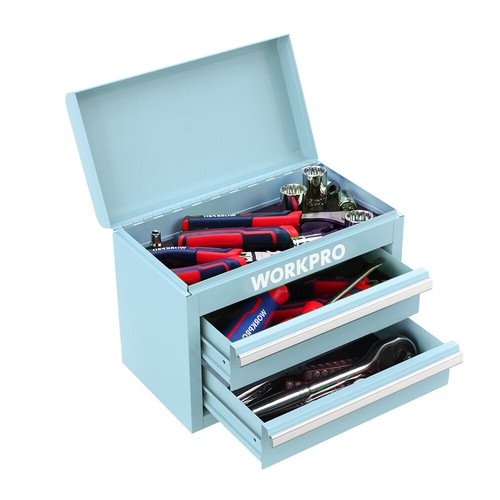 NEW Mini 2 Drawer Metal Tool Box with Top Storage Small Tool Chest ...