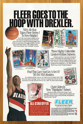 1993 Fleer NBA Basketball Trading Cards Vintage Print Ad/Poster Clyde ...