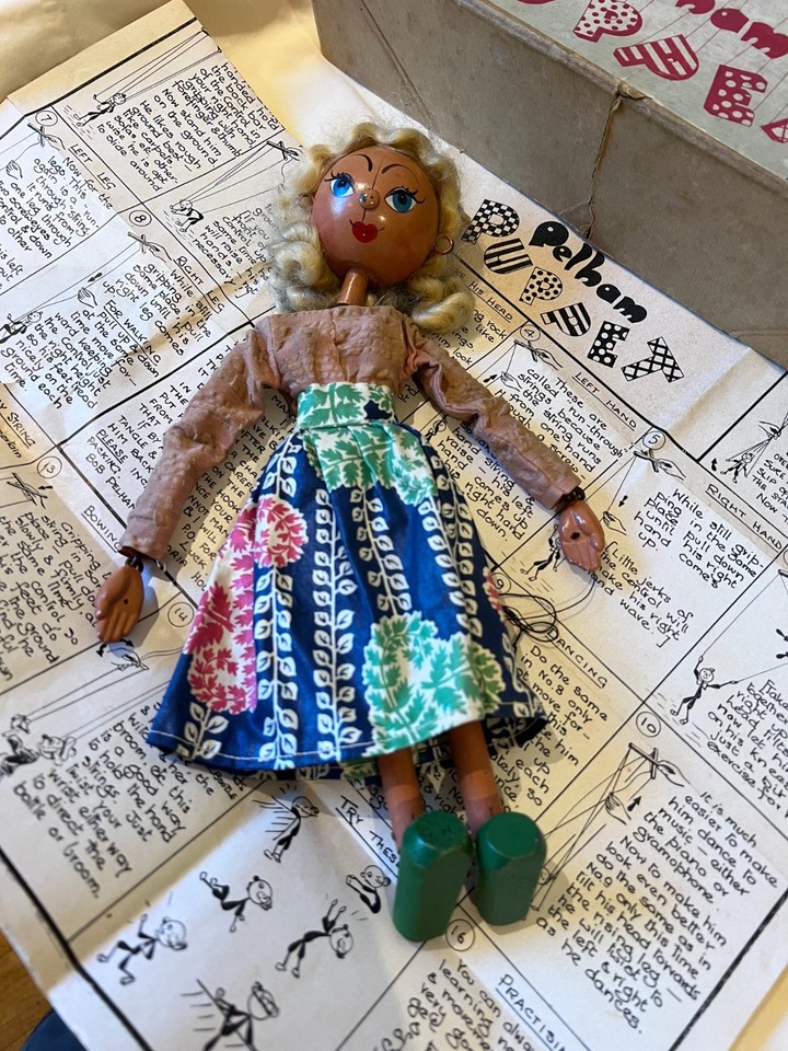 Pelham Puppet Blonde girl 1950s with original box and instructions ...