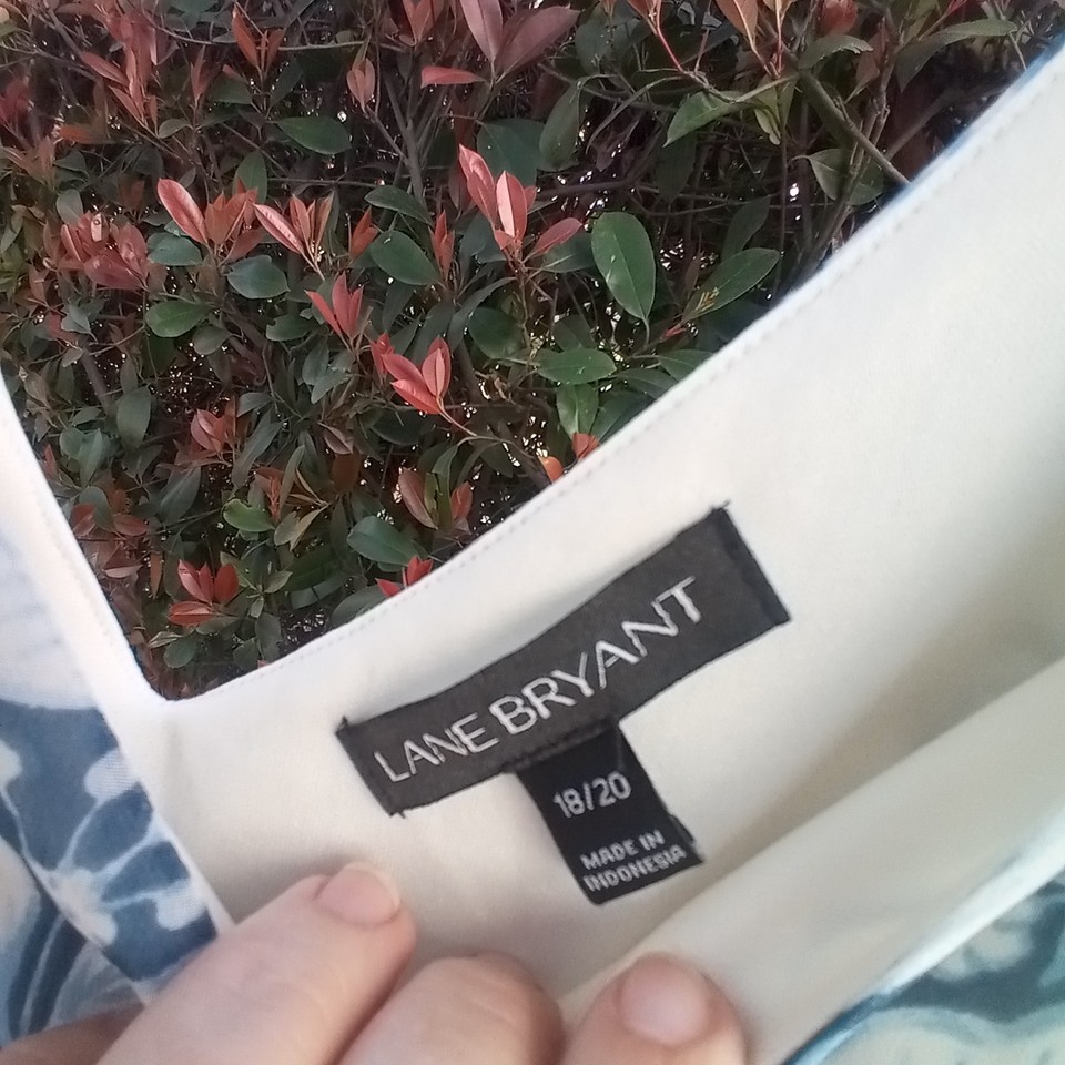 LANE BRYANT MAXI DRESS WOMENS SZ 18/20 IVORY BLUE FLORAL PULLOVER ELASTIC WAIST | eBay