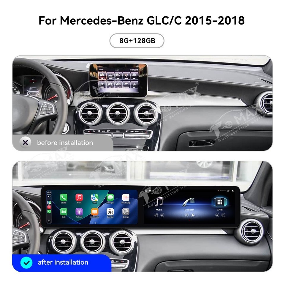 Dual Screen Car Radio For Benz GLC C 2015-2020 Digital Cluster Carplay ...