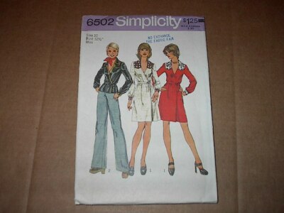 Vtg Simplicity Pattern 6502 Misses' Short Front-Wrap Dress or Top Size ...