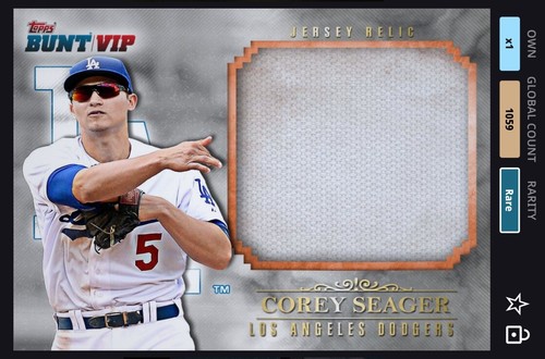 [DIGITAL CARD] Topps BUNT 2016 COREY SEAGER VIP JERSEY PATCH RELIC, LA ...