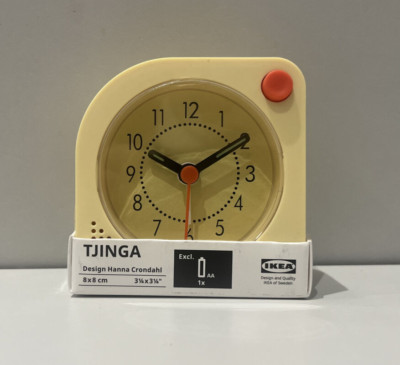 IKEA TJINGA Alarm Clock, Pale Yellow, 8x8 cm, 3 1/5 x 3 1/5" Brand NEW ...