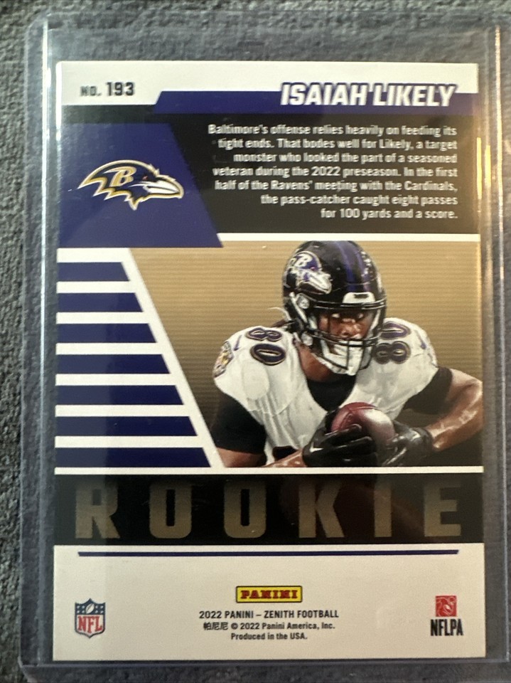 2022 Panini Zenith Isaiah Likely Rookie Card Red Zone Parallel #193 ...