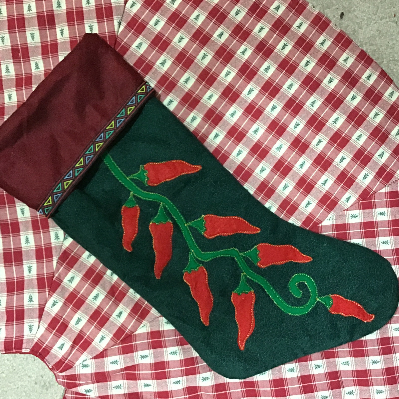 PRIMA CREATIONS RED HOT CHILI PEPPERS SOUTH WESTERN CHRISTMAS STOCKING ...