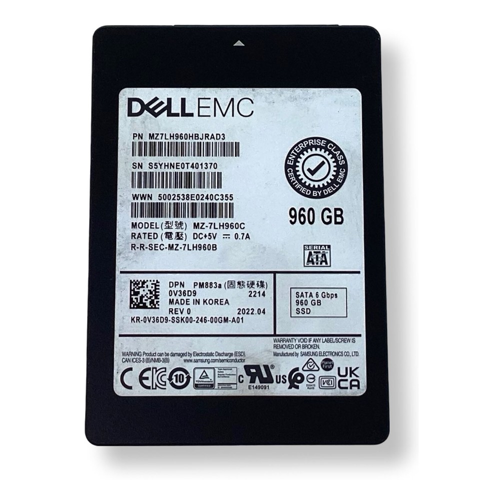 Dell EMC 960GB SSD MZ-7LH960C SATA 6Gbps 2.5" PM883a 0V36D9 Solid State ...