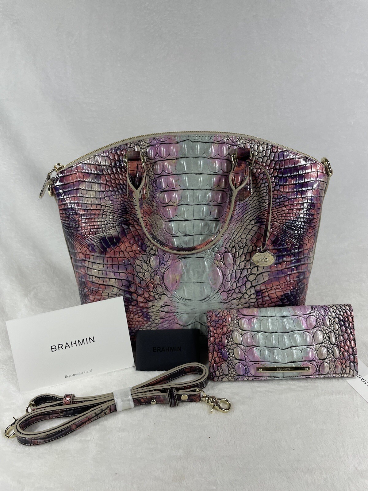 Brahmin Handbag - Large Duxbury Satchel & Wallet - Supernova Ombre ...