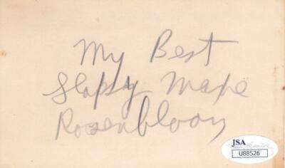 MAX ROSENBLOOM d 1976 Signed My Best Slapsie 3X5 Index Card Boxer JSA ...